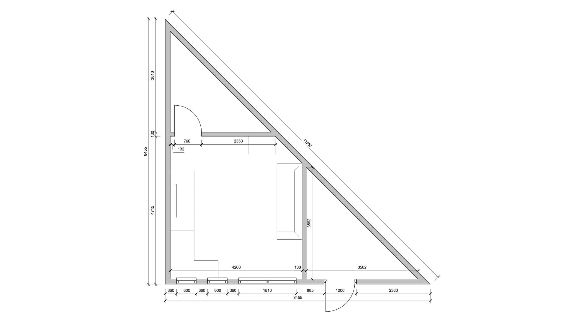Triangle Office – 8.4m x 8.4m x 11.9m | Garden Rooms in Aberdeen